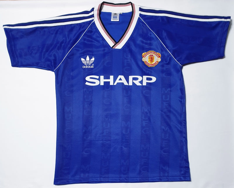 MANCHESTER UNITED 1988 AWAY BLUE VINTAGE JERSEY RETRO FOOTBALL SHIRT ...