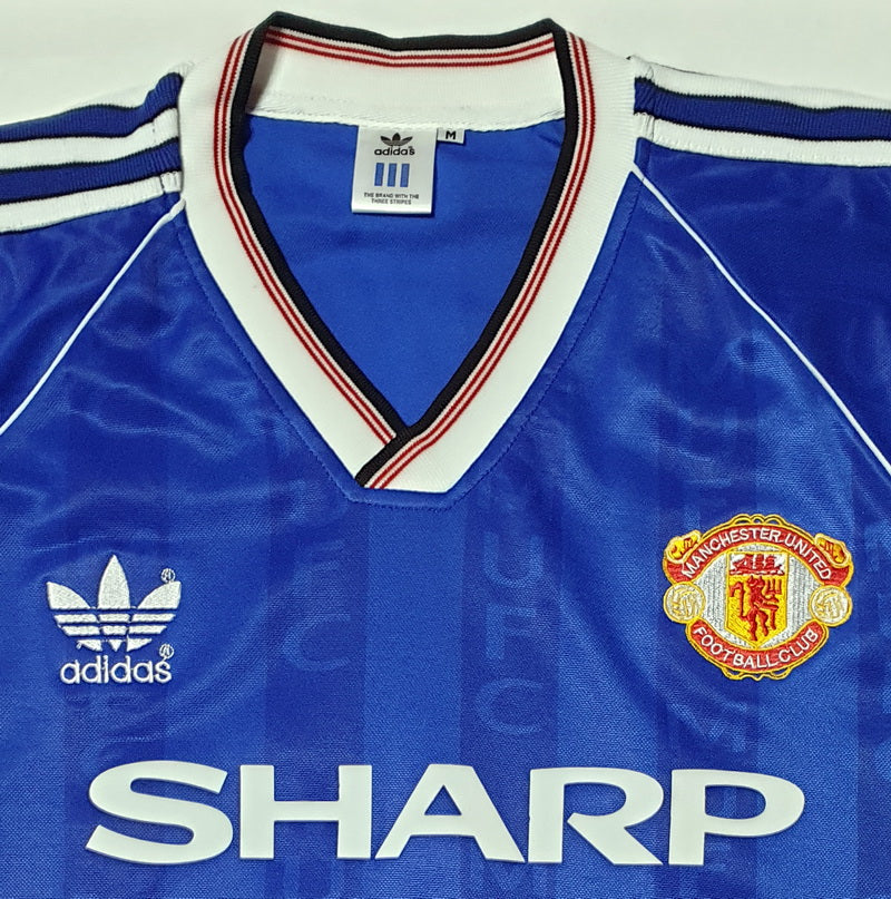 MANCHESTER UNITED 1988 AWAY BLUE VINTAGE JERSEY RETRO FOOTBALL SHIRT ...